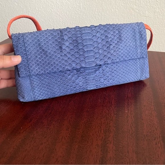 Nancy Gonzalez | Bags | Nancy Gonzalez Blue Orange Genuine Python Crocodile Leather Flap ...